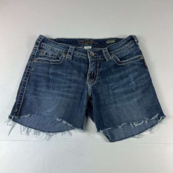 Silver Jeans | Shorts | Silver Jean Short Women 3 Suki Blue Fade Cut ...